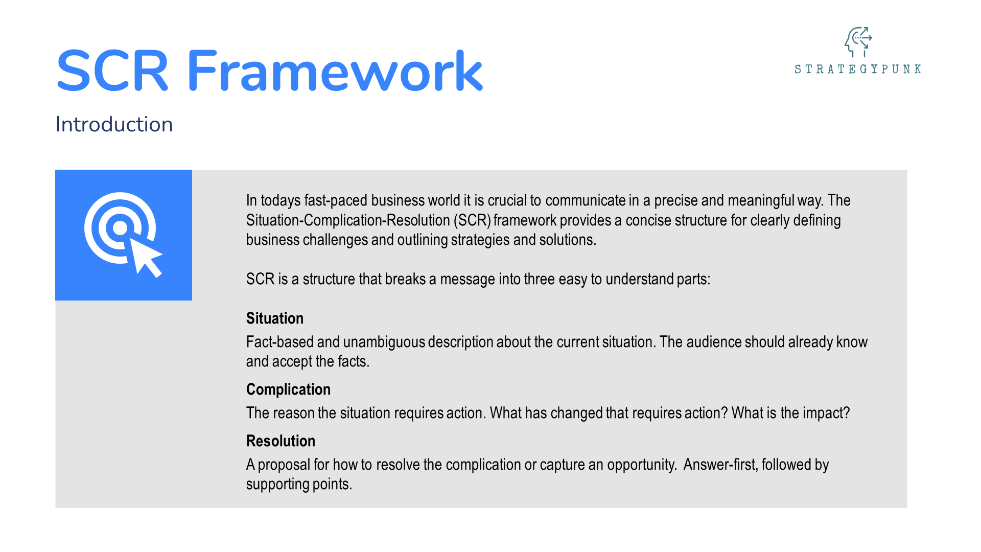 Situation Complication Resolution Framework: Free template